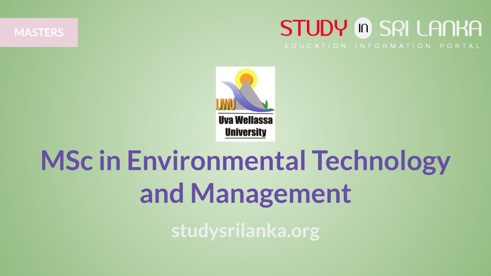 MSc in Environmental Technology & Management - UWU - 2023