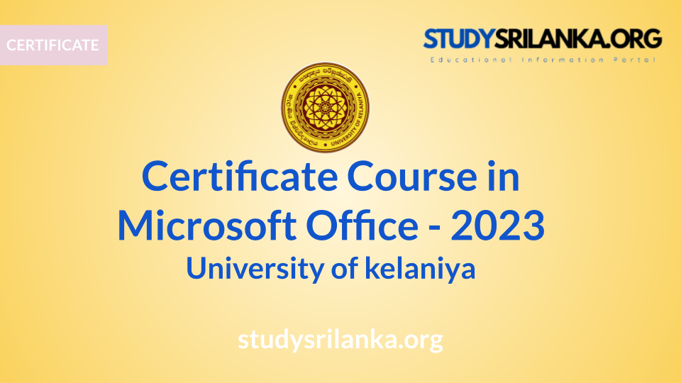 Certificate Course in Microsoft Office - UoK - 2023