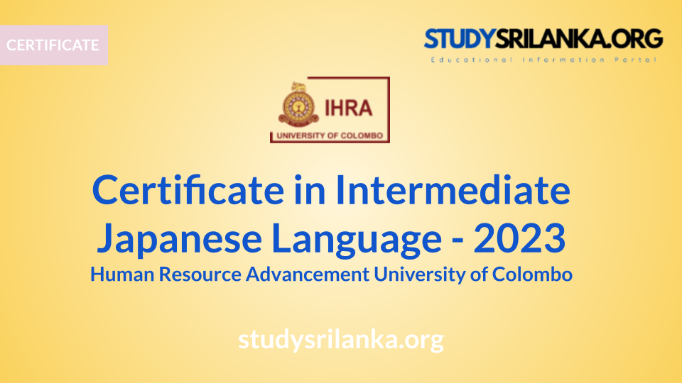 Certificate in Intermediate Japanese Language - IHRA - 2023