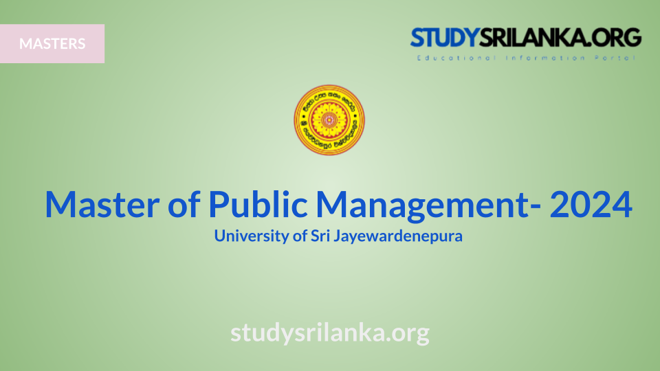 Master of Public Management - USJP - 2024