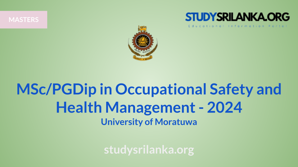 MSc/PGDip in Occupational Safety and Health Management - UOM - 2024