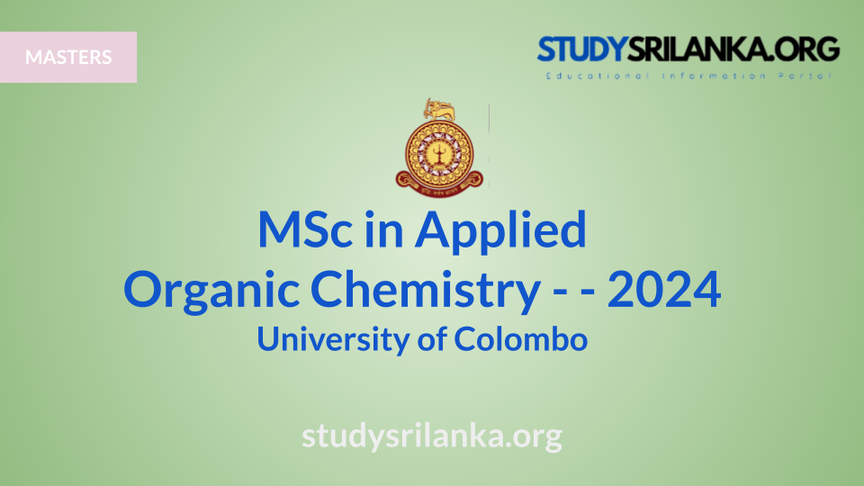 MSc in Applied Organic Chemistry - UOC- 2024