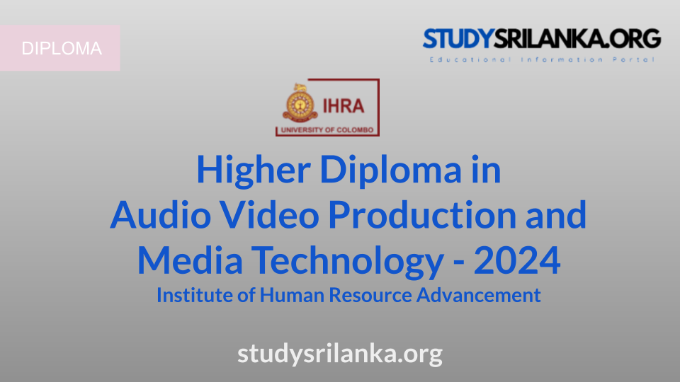 Diploma in Audio Video Production & Media Technology - IHRA - 2024