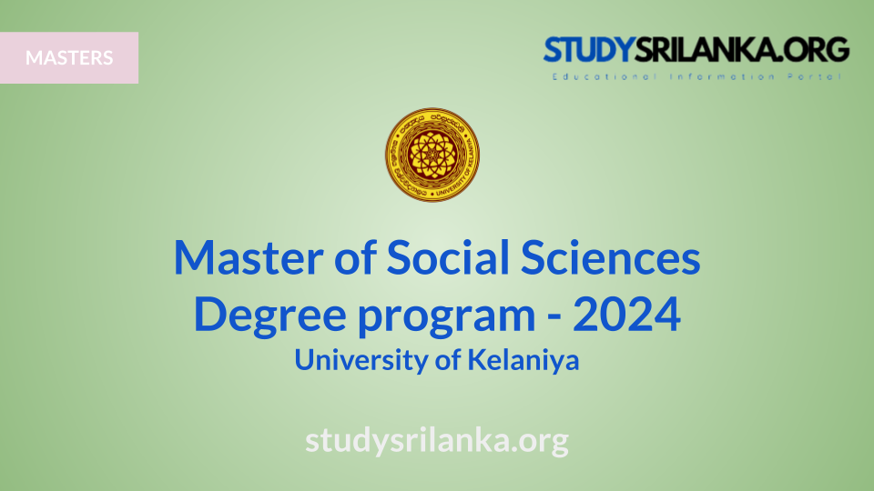 Master of Social Sciences Degree program - UOK - 2024