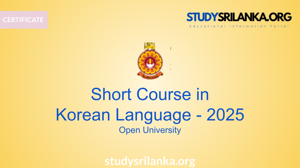 Short Course in Korean Language - OUSL - 2025