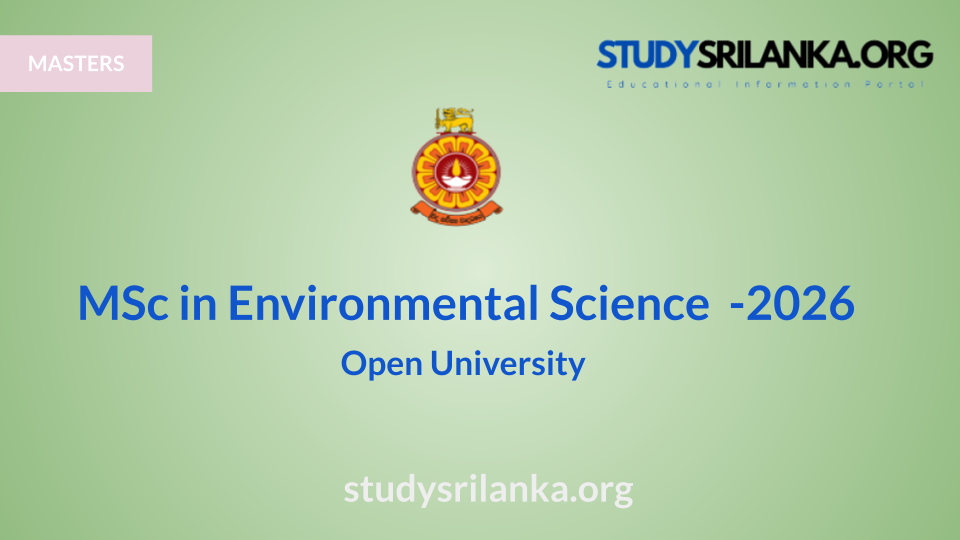 MSc in Environmental Science - OUSL - 2026