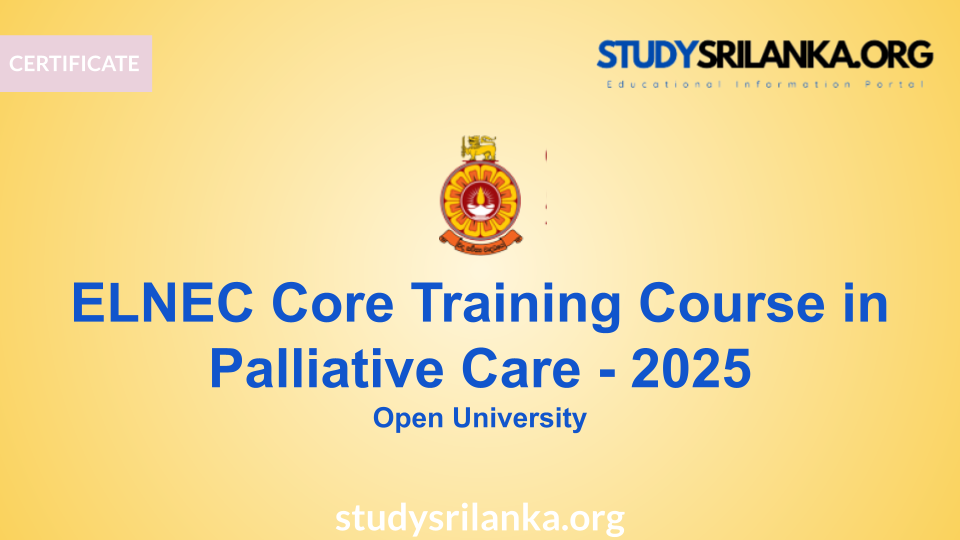 ELNEC Core Training Course in Palliative Care - OUSL - 2025